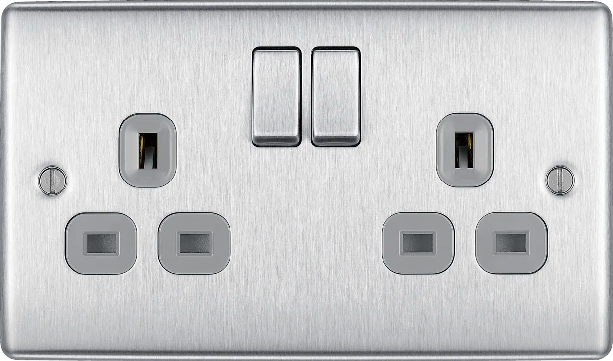 BG Nexus Metal Brushed Steel Double Socket – Jim's DIY