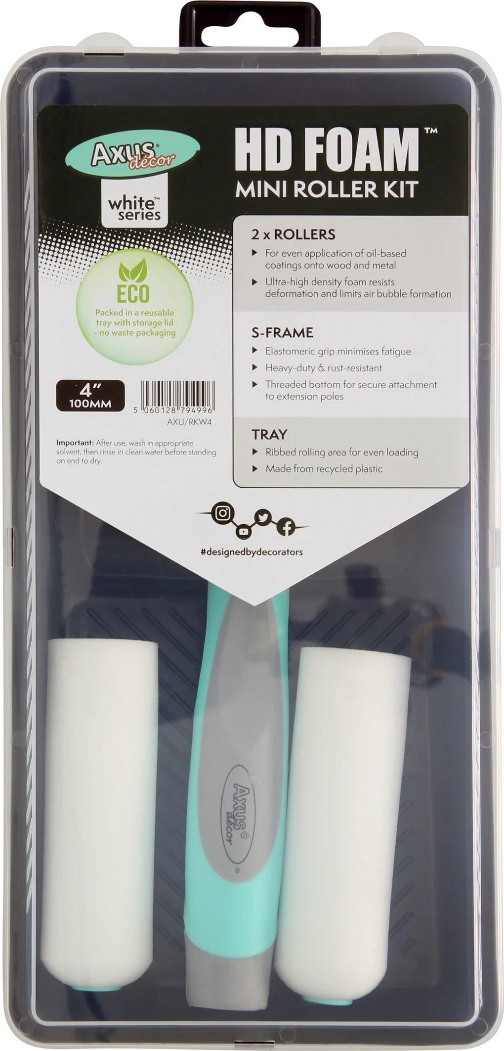 Axus Decor HD Foam 5 Piece 4" Roller Kit White Series – Jim's DIY