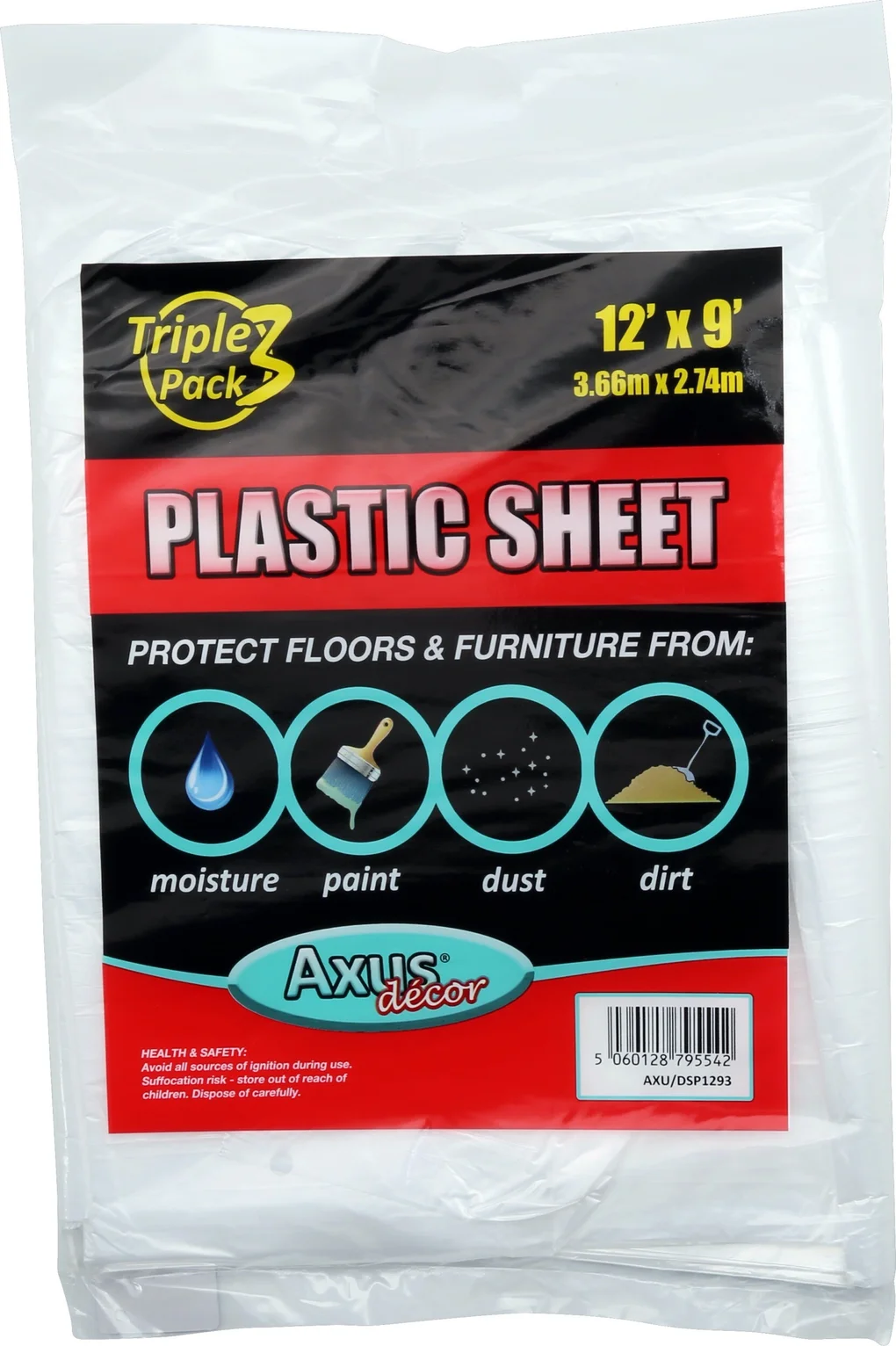 Axus Decor Red Series Plastic Dust Sheet 12' x 9' Triple Pack – Jim's DIY