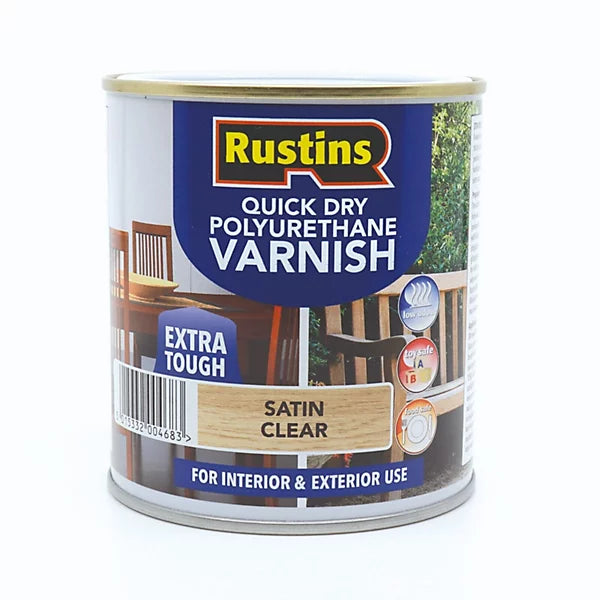 Rustins Quick Dry Polyurethane Varnish Clear Satin 500ml – Jim's DIY